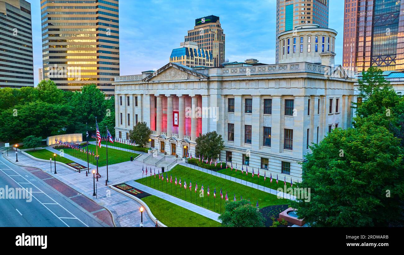 Capital Square Foundation Columbus Ohio with flags on green lawn at ...