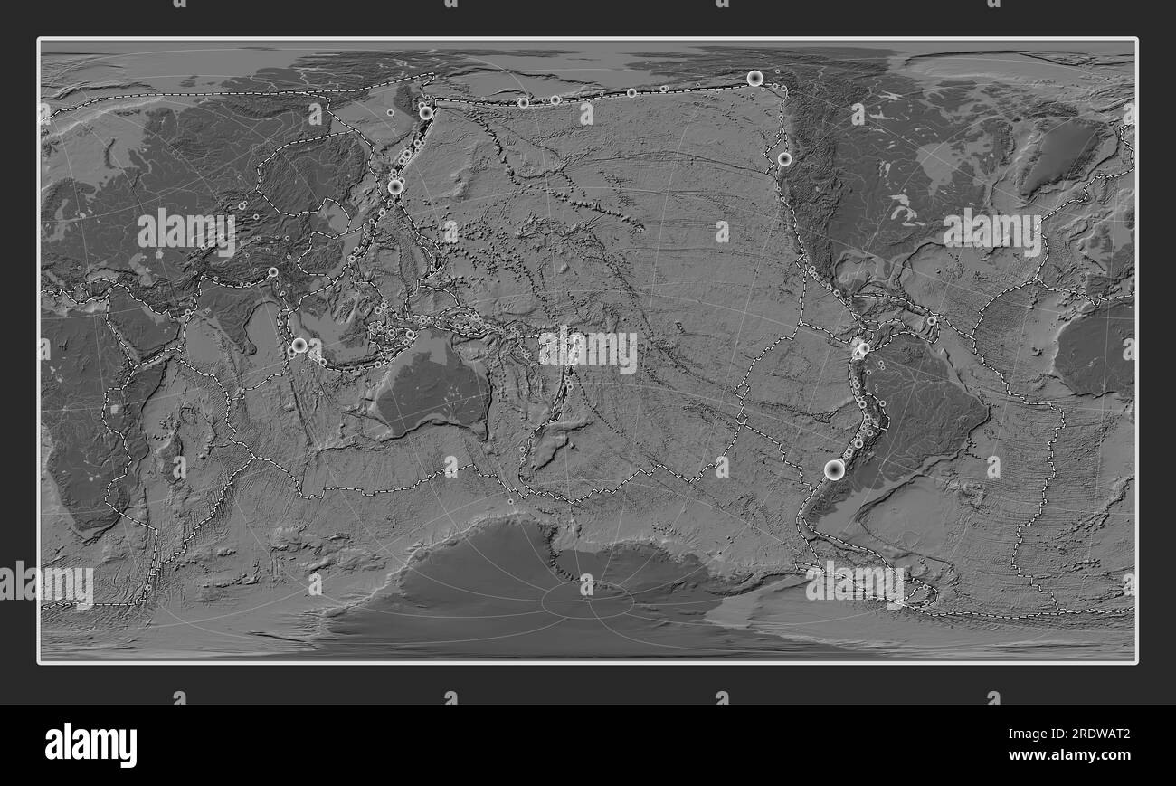 Tonga tectonic plate on the bilevel elevation map in the Patterson ...