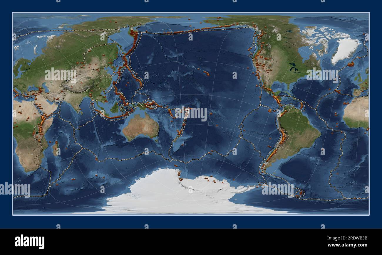 Tonga tectonic plate on the Blue Marble satellite map in the Patterson ...