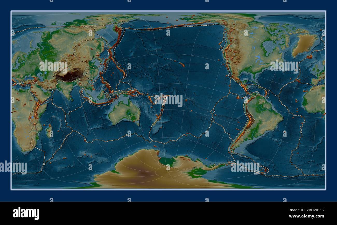 Tonga tectonic plate on the physical elevation map in the Patterson ...