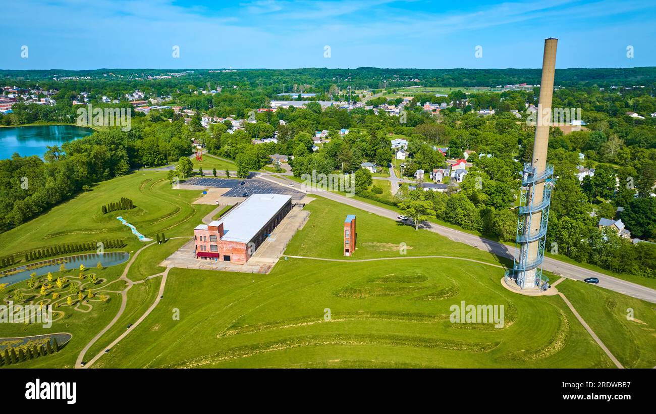 Aerial Ariel Foundation Park Rastin Observation Tower with factory ...