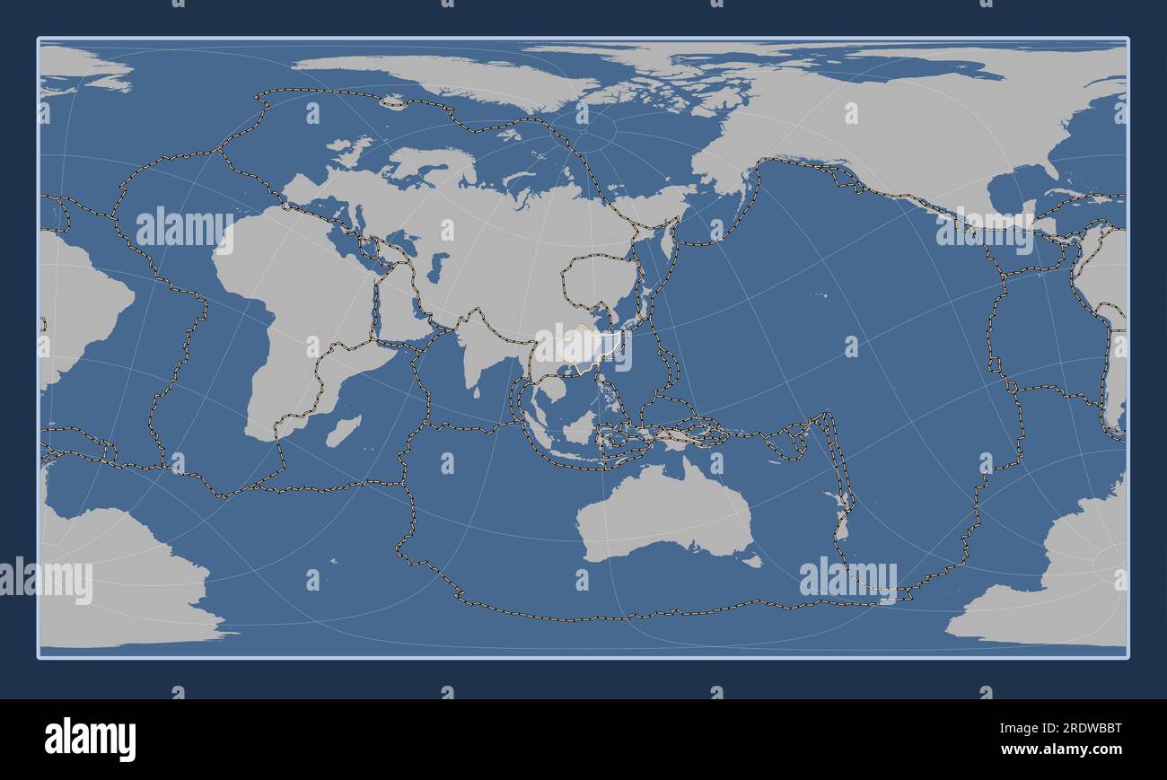 Yangtze tectonic plate on the solid contour map in the Patterson ...