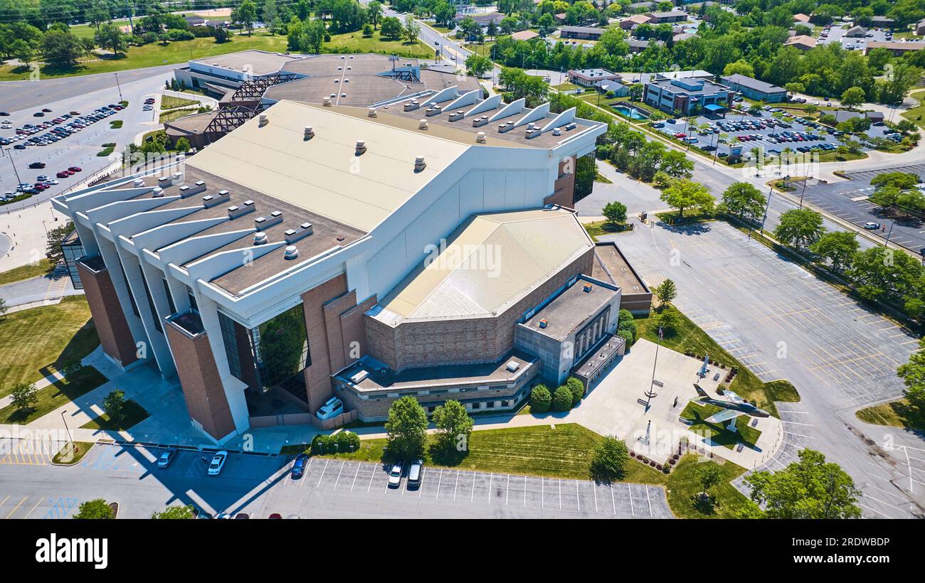 Aerial side view of Allen County War Memorial Coliseum with emphasis on ...
