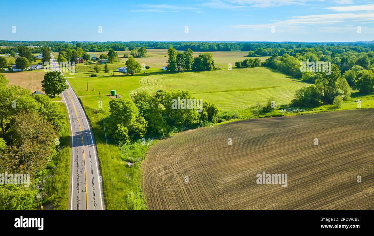 Aerial shot rural farmland fields hi-res stock photography and images ...