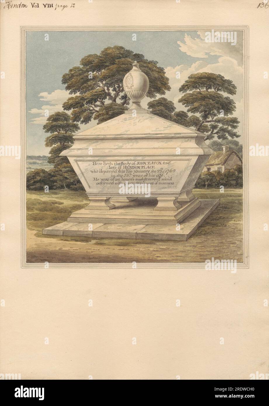 Tomb of John Eaton from Hendon Church between 1796 and 1811 by Daniel Lysons Stock Photo - Alamy