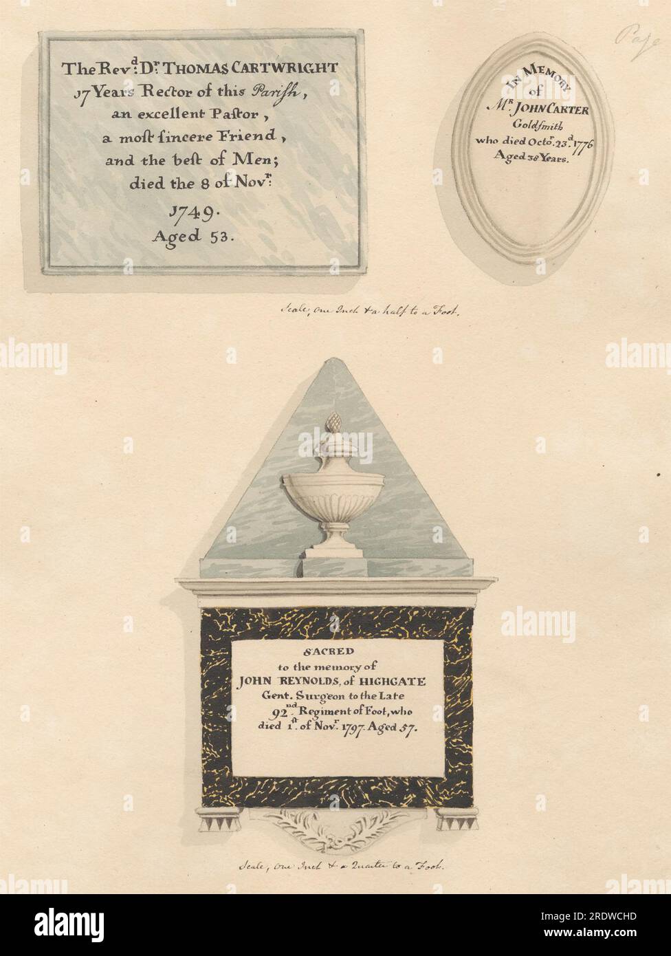 Memorial to Thomas Cartwright, John Carter and John Reynolds between ...