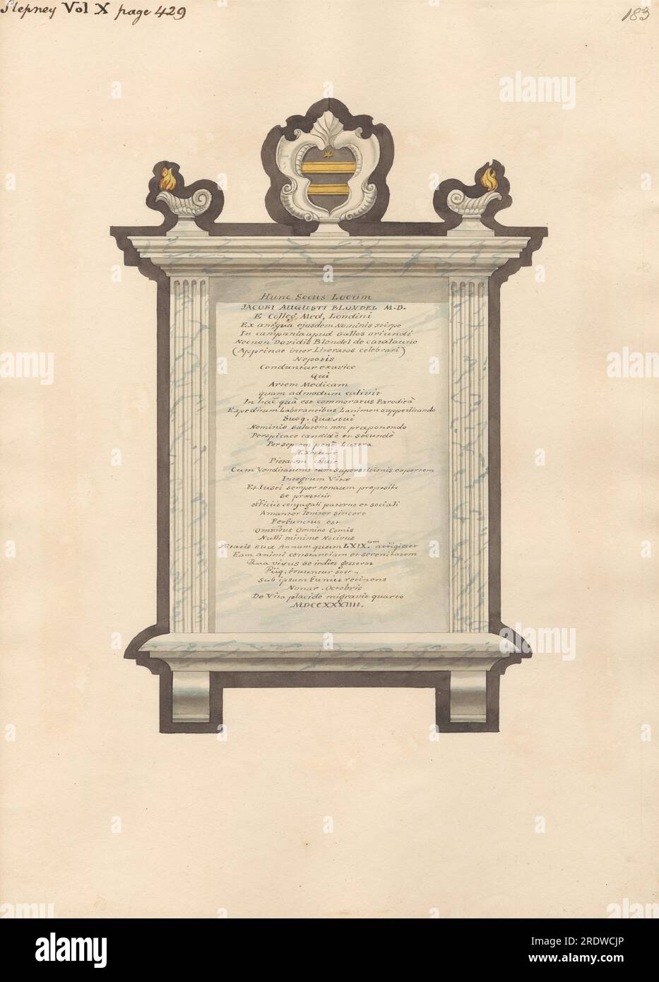 Memorial to Jacob Augustus Blondel from Stepney Church between 1796 and ...
