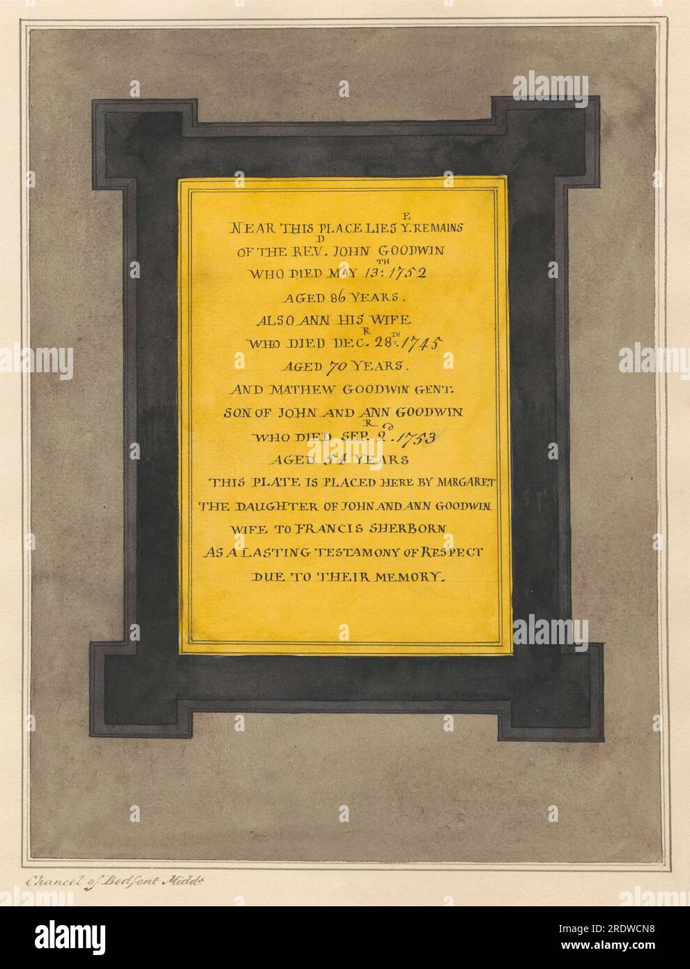 Memorial to John and Ann Goodwin and Mathew their son from Bedfont ...