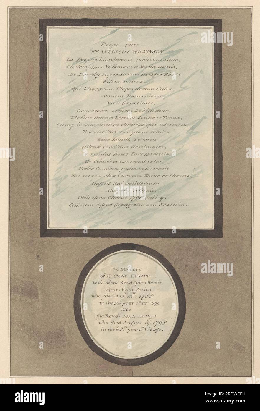Memorials to Francis Wilkson and John and Eluzay Hewitt from Feltham ...