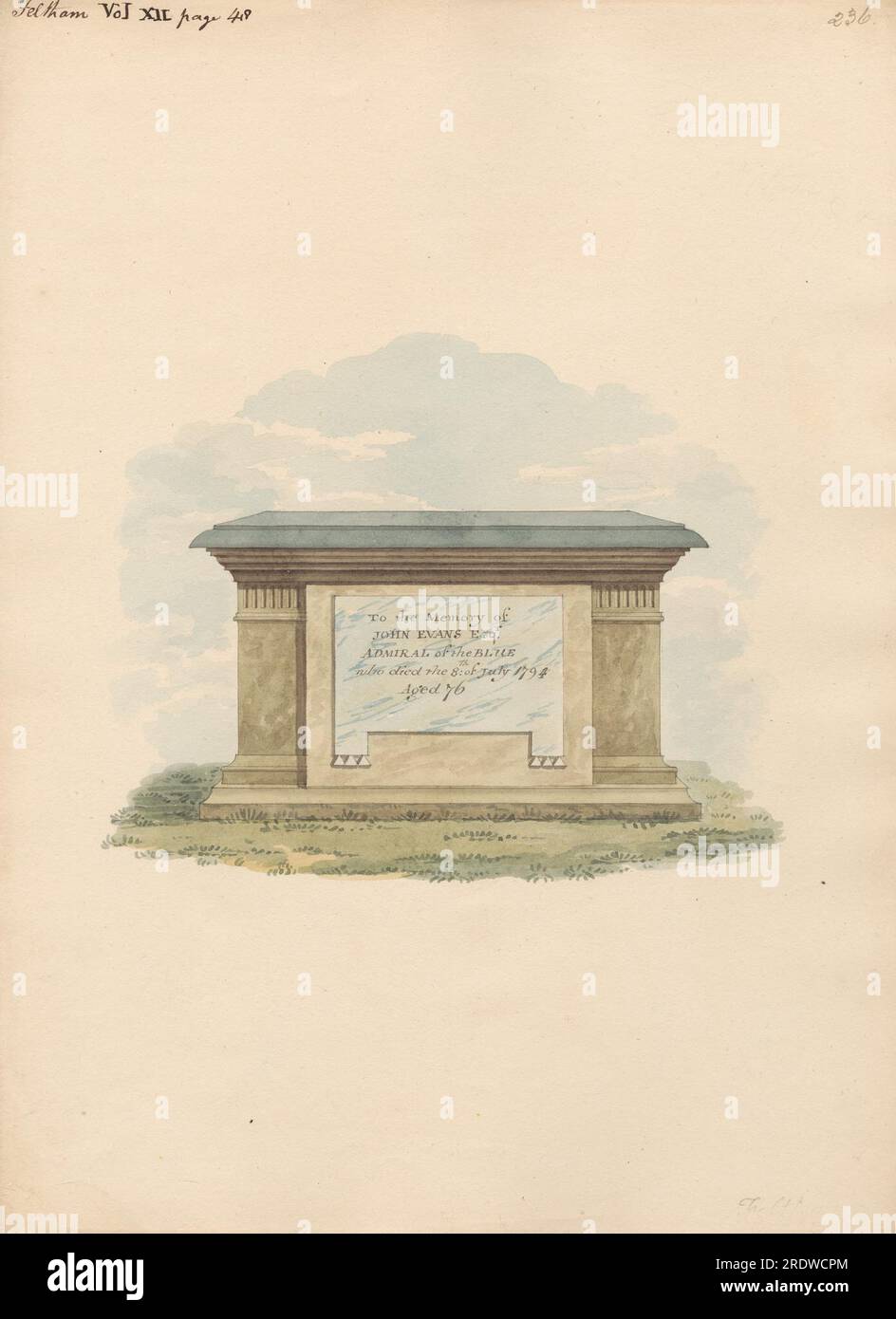 Tomb of John Evans from Feltham Church between 1796 and 1811 by Daniel ...