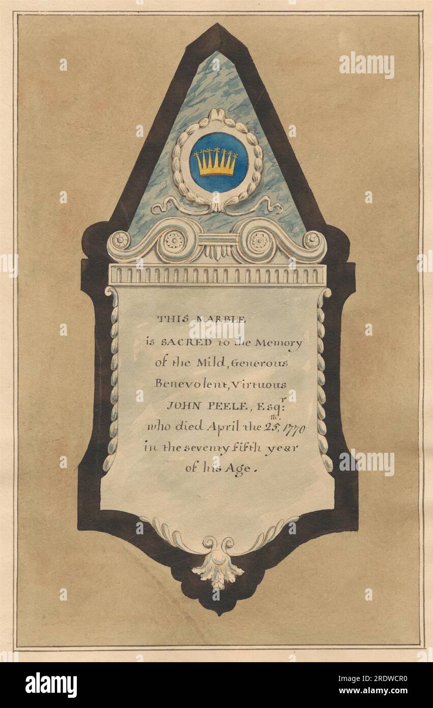 Memorial to John Peele from Hampton Church between 1796 and 1811 by ...