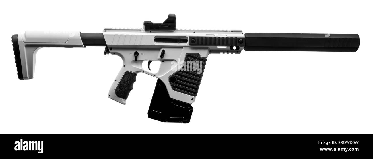 A modern air rifle with a futuristic design. Pneumatic weapons for ...