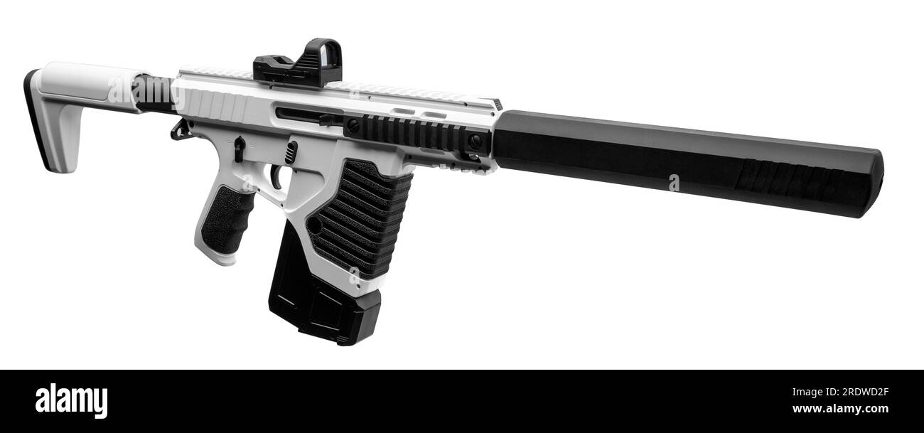 A modern air rifle with a futuristic design. Pneumatic weapons for ...