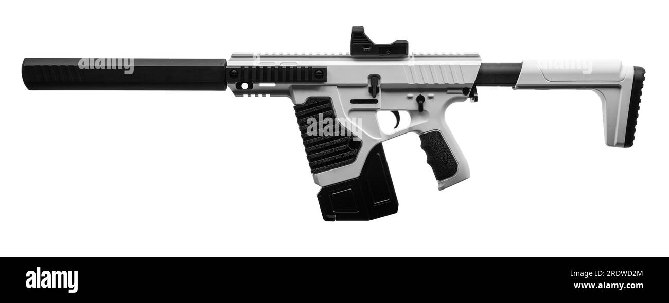 A modern air rifle with a futuristic design. Pneumatic weapons for ...