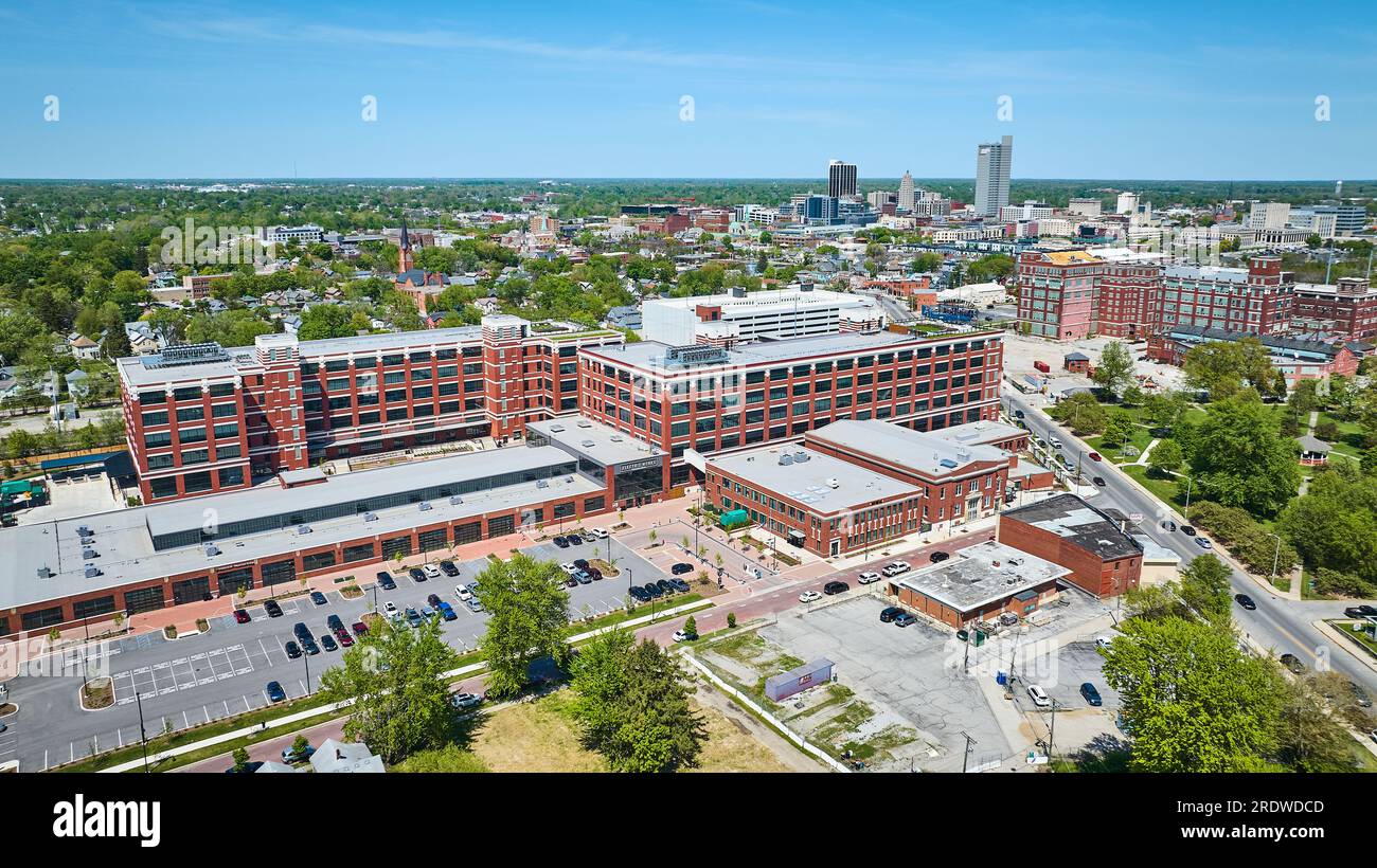 Aerial old General Electric Works factory building refurbished near ...