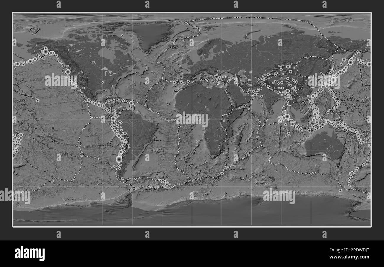 Locations of earthquakes above 6.5 magnitude recorded since the early ...