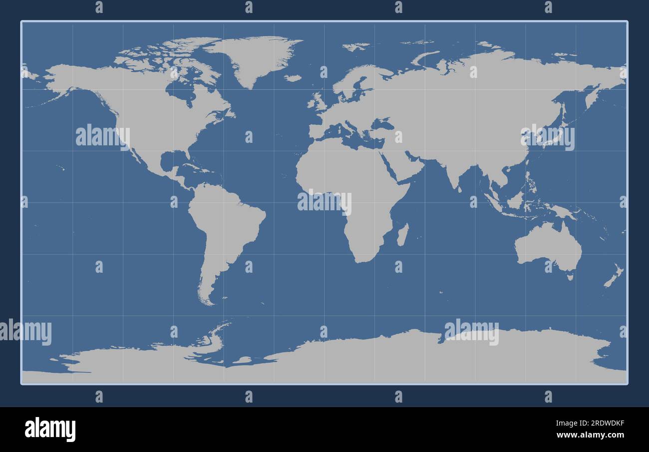 World solid contour map in the Compact Miller projection centered on ...