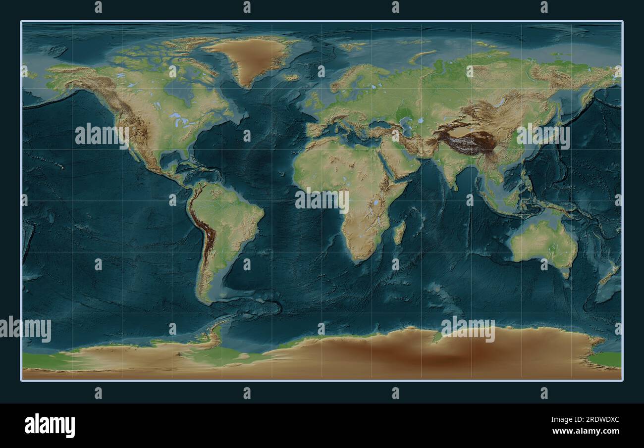 World wiki style elevation map in the Compact Miller projection ...