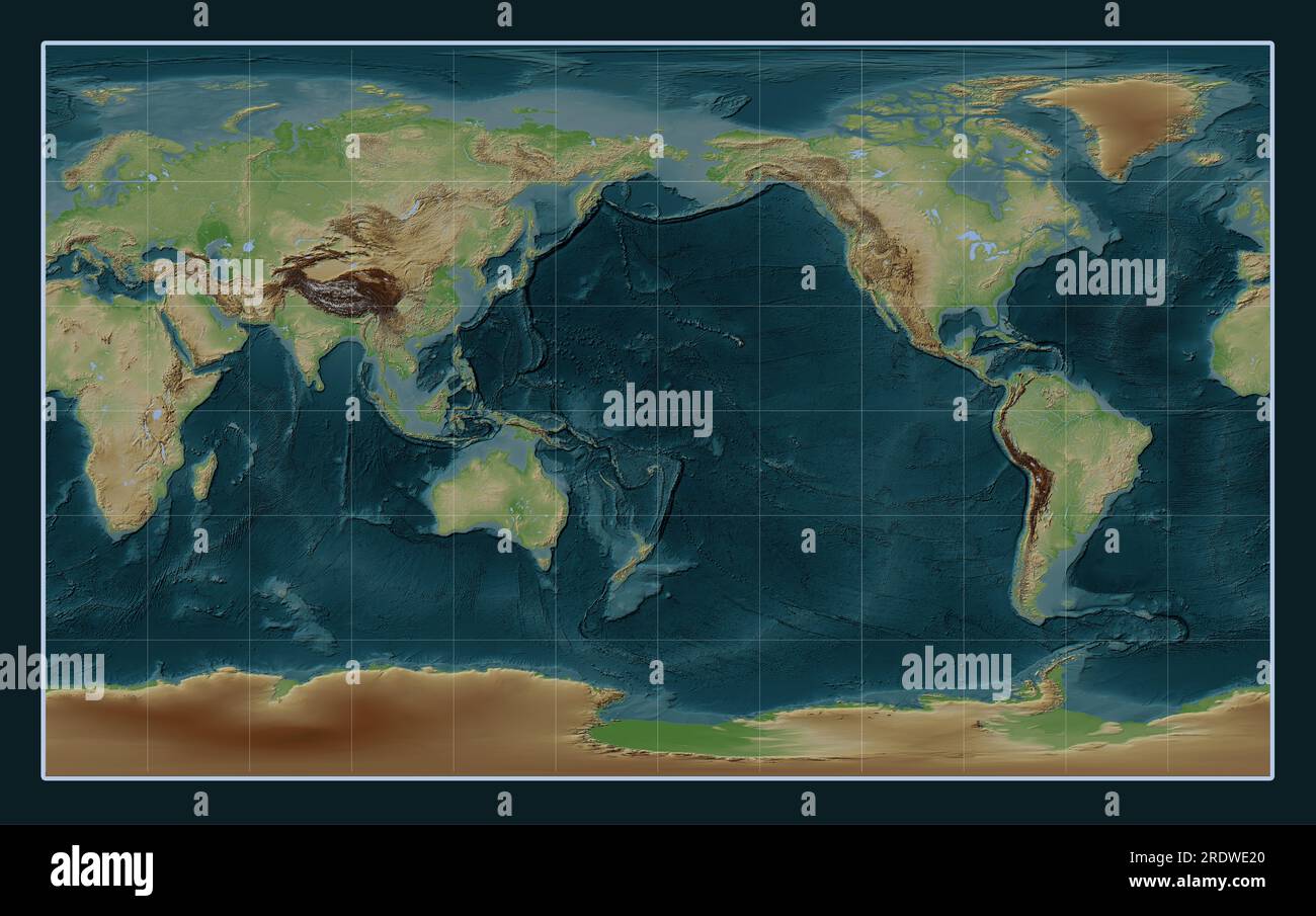 World wikipedia style elevation map in the Compact Miller projection ...