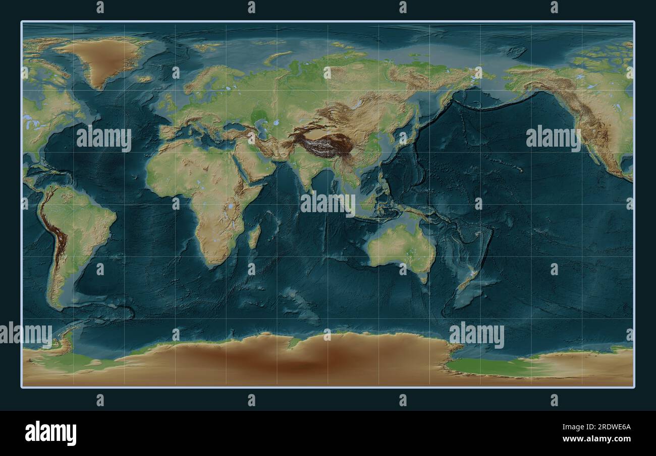 World wikipedia style elevation map in the Compact Miller projection ...