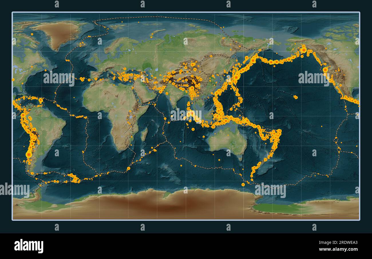 Locations of earthquakes above Richter 6.5 recorded since the early ...