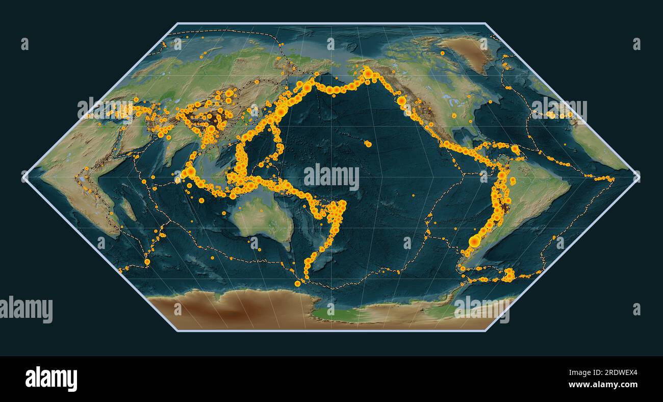 Locations of earthquakes above Richter 6.5 recorded since the early ...