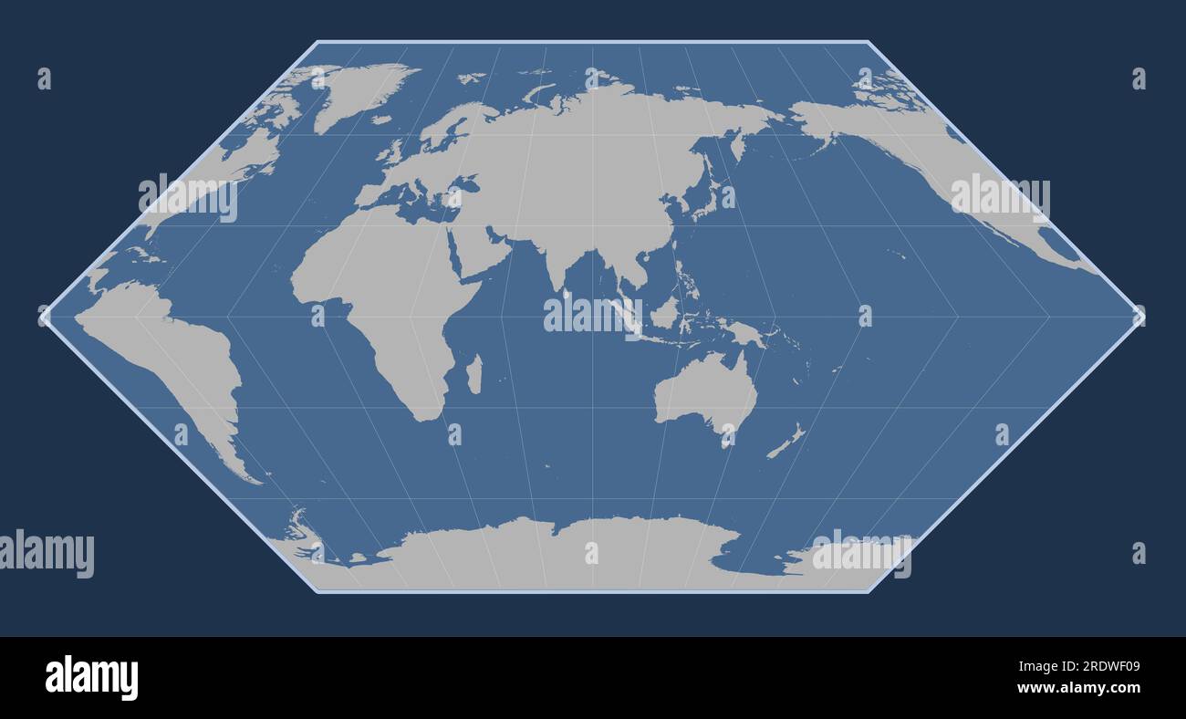 World solid contour map in the Eckert I projection centered on the 90th ...