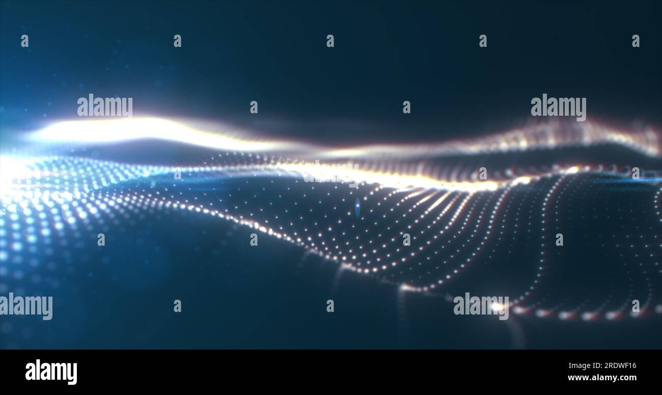 Abstract glowing waves from particles and dots energy magical ...