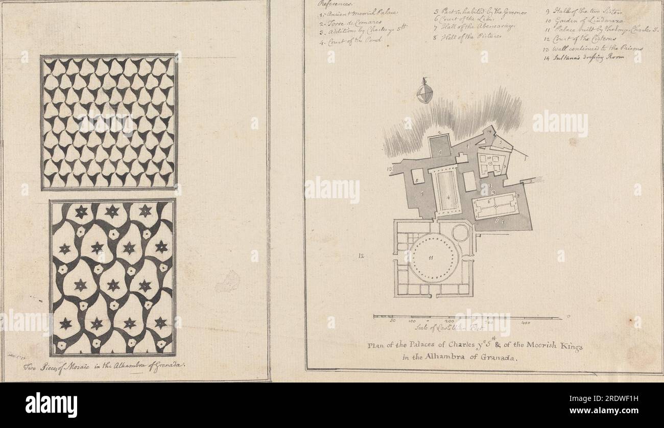 Plan of the Palaces of Charles the Fifth, and of the Moorish Kings in ...