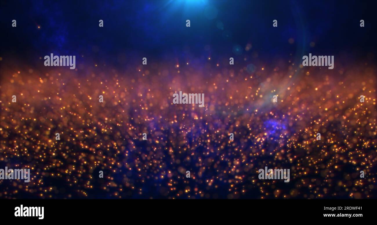 Abstract fast moving yellow particles and energy magical dots with glow ...