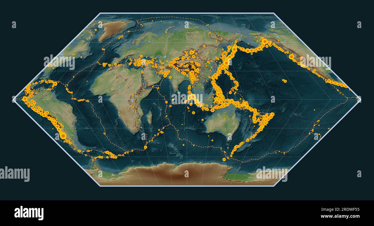Locations of earthquakes above Richter 6.5 recorded since the early ...