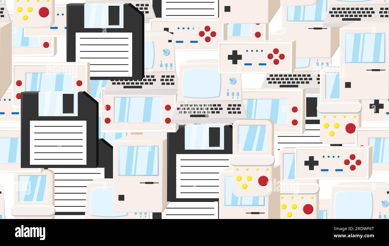 Seamless pattern endless with electronics and technology computer game ...
