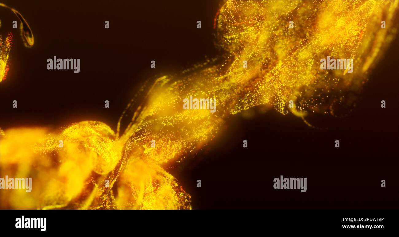 Abstract fluid explosion iridescent yellow waves glowing energy magical ...