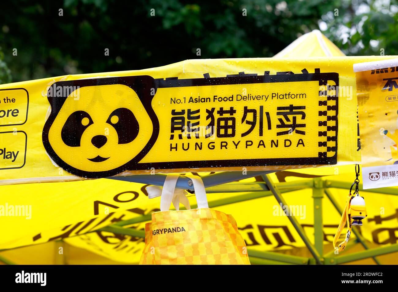 Signage for Hungry Panda 熊貓外賣 Asian food delivery platform Stock Photo ...