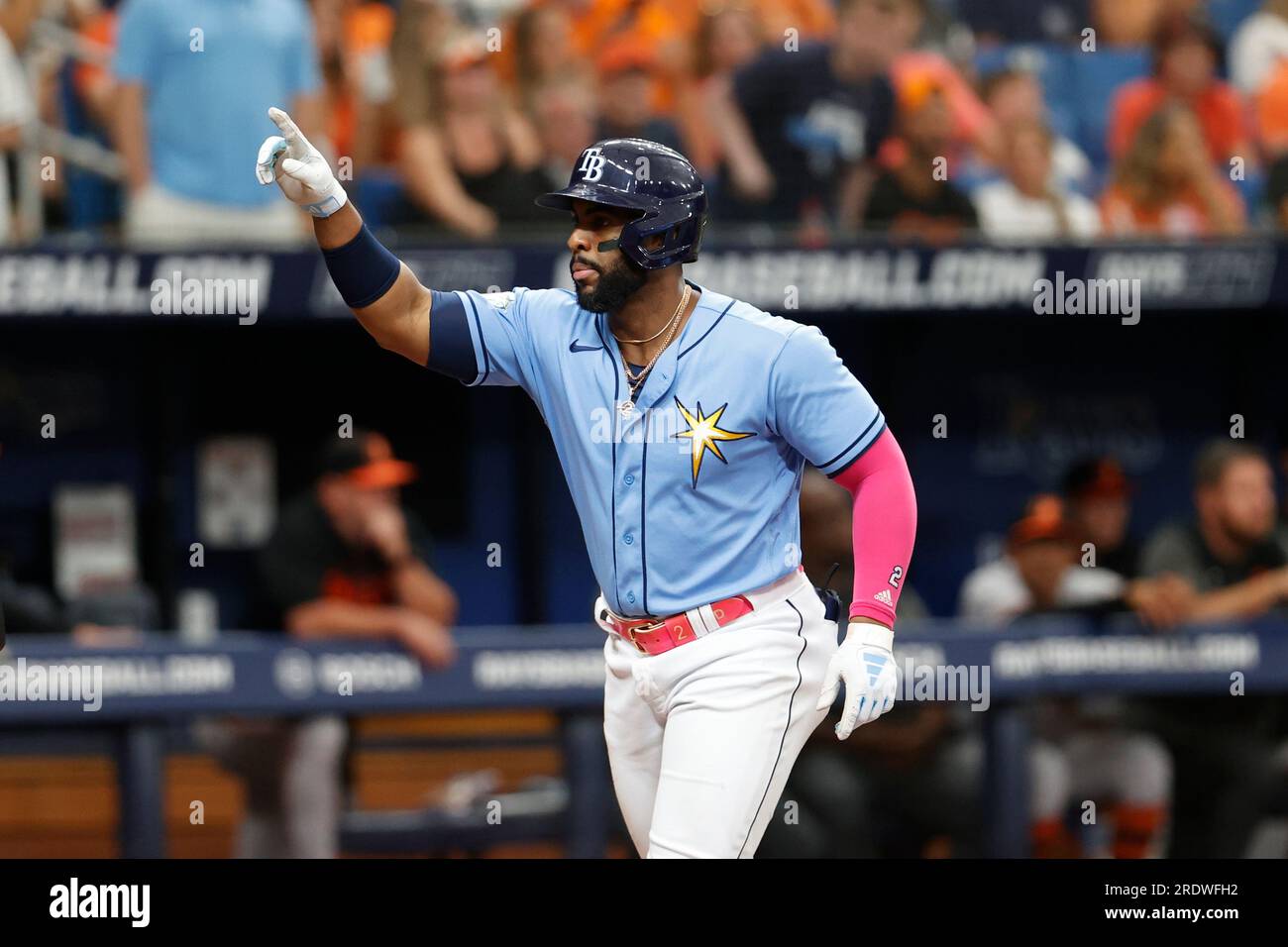 Tampa Bay Rays' Yandy Diaz celebrates after hitting a two-run home run ...