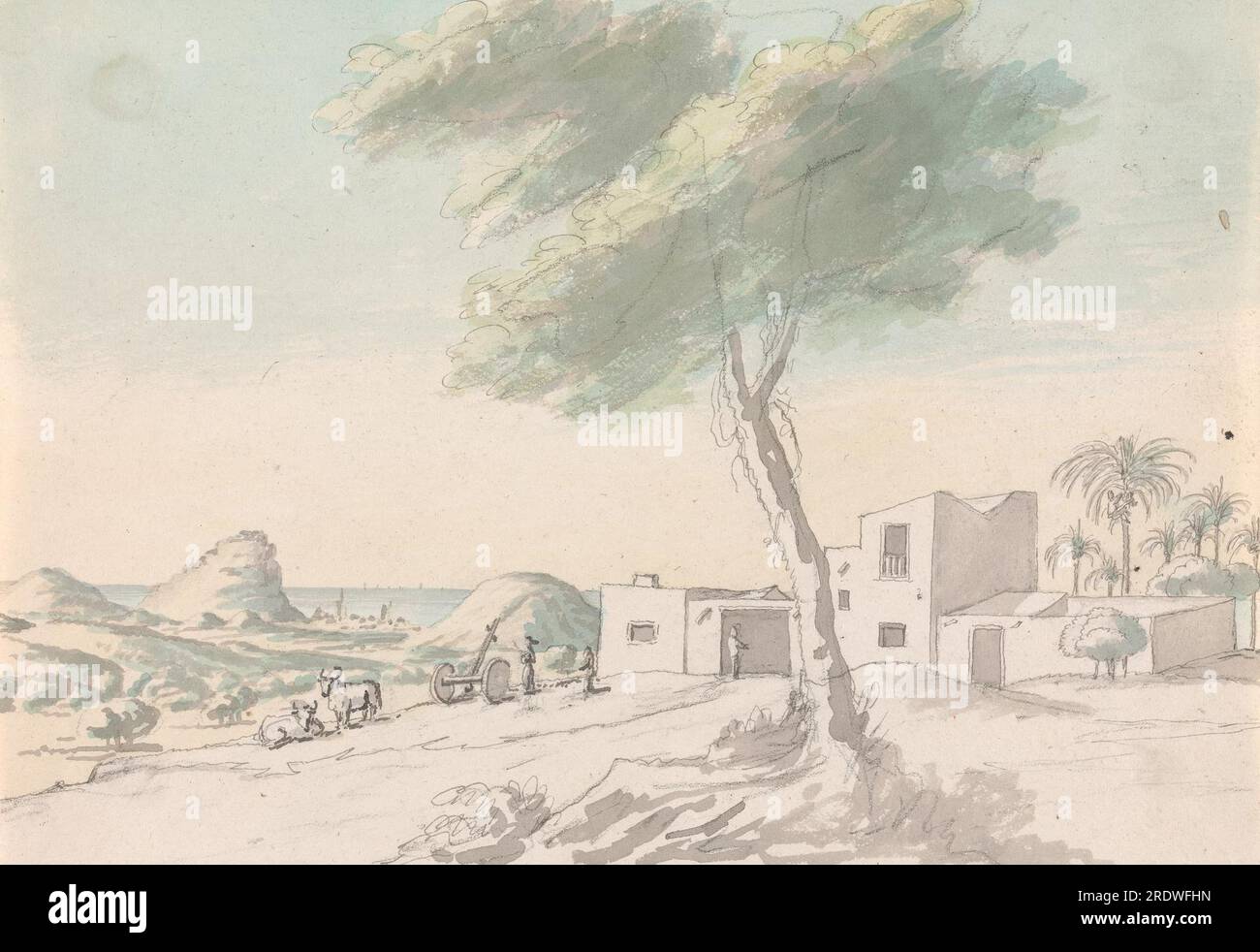 Landscape, With view of coast and Palm trees in the Distance by Henry ...
