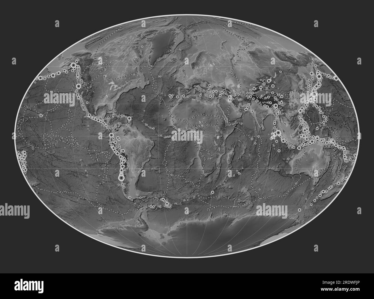 Locations of earthquakes above 6.5 magnitude recorded since the early ...