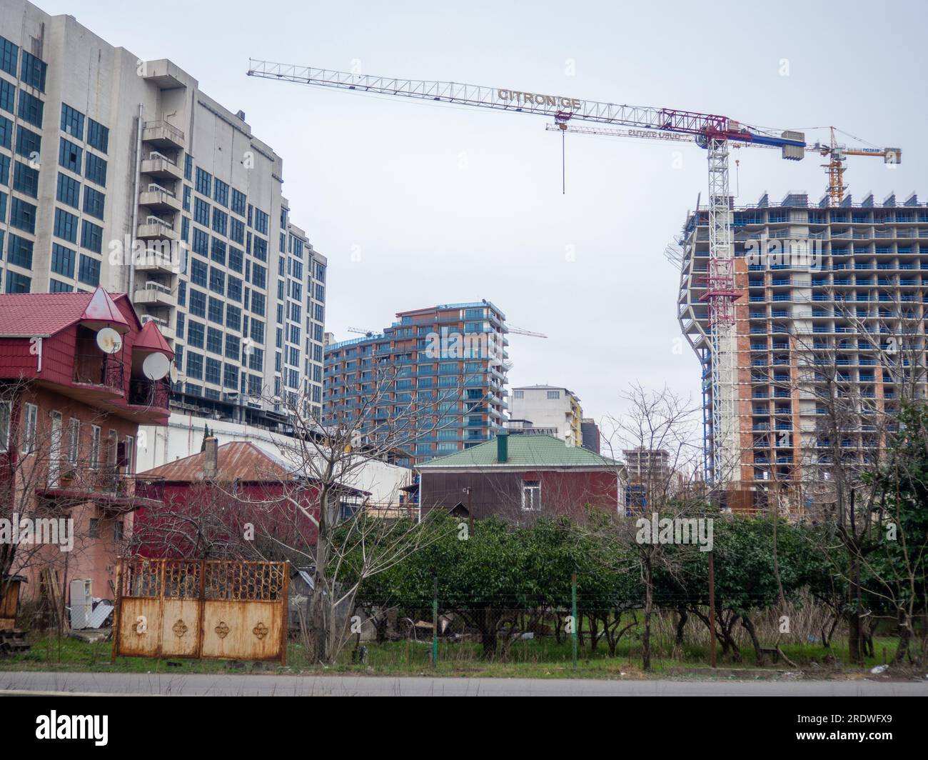 Batumi, Georgia. 03.11.2023 Construction in the city. Construction of high-rise buildings. New ...