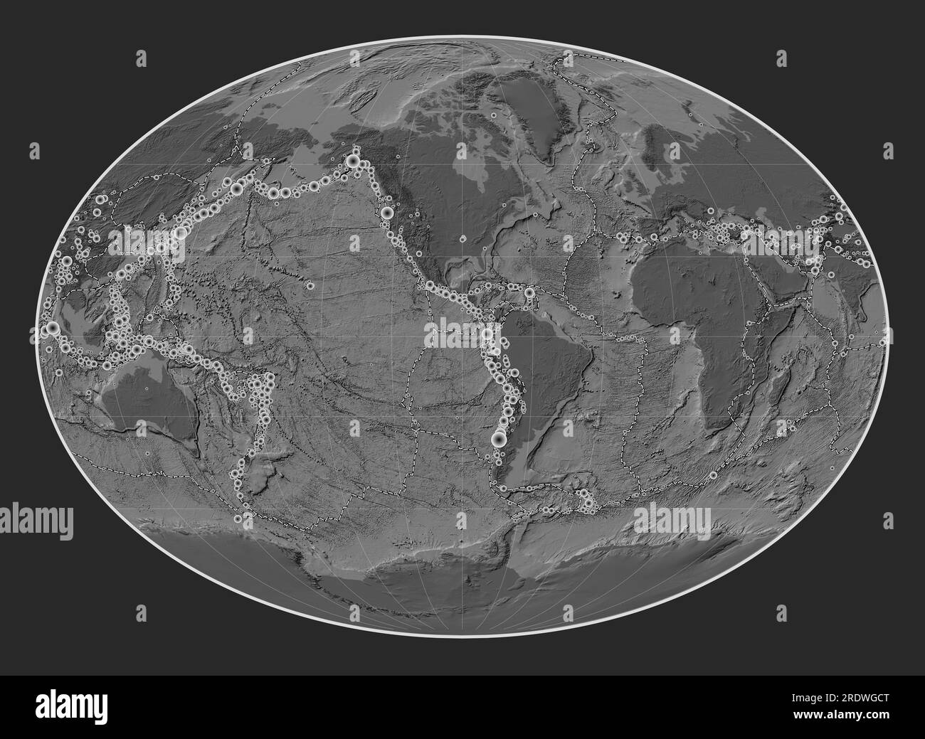 Locations of earthquakes above Richter 6.5 recorded since the early ...