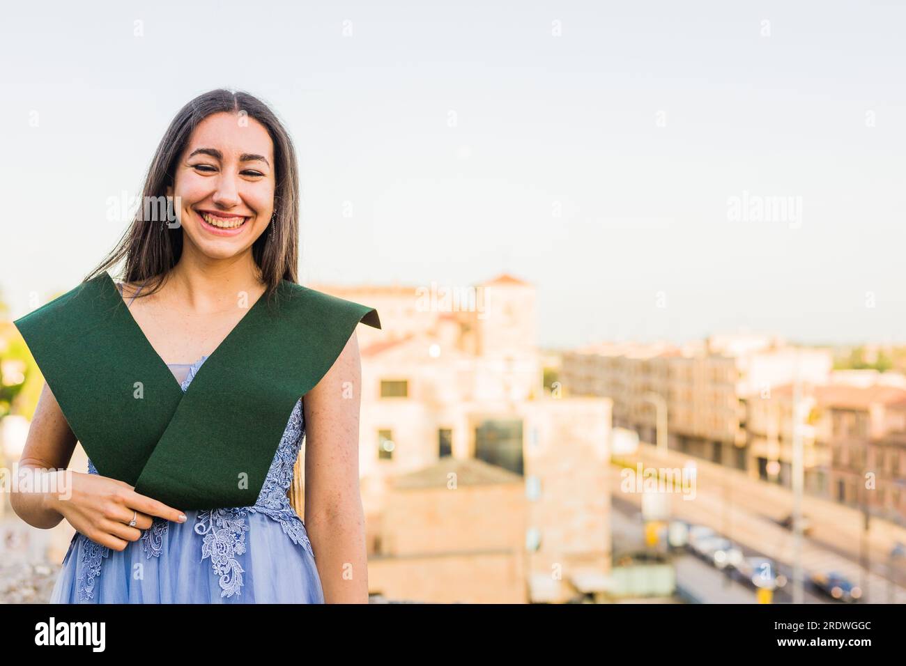 Education college graduate, happy student. Hispanic woman in Salamanca ...