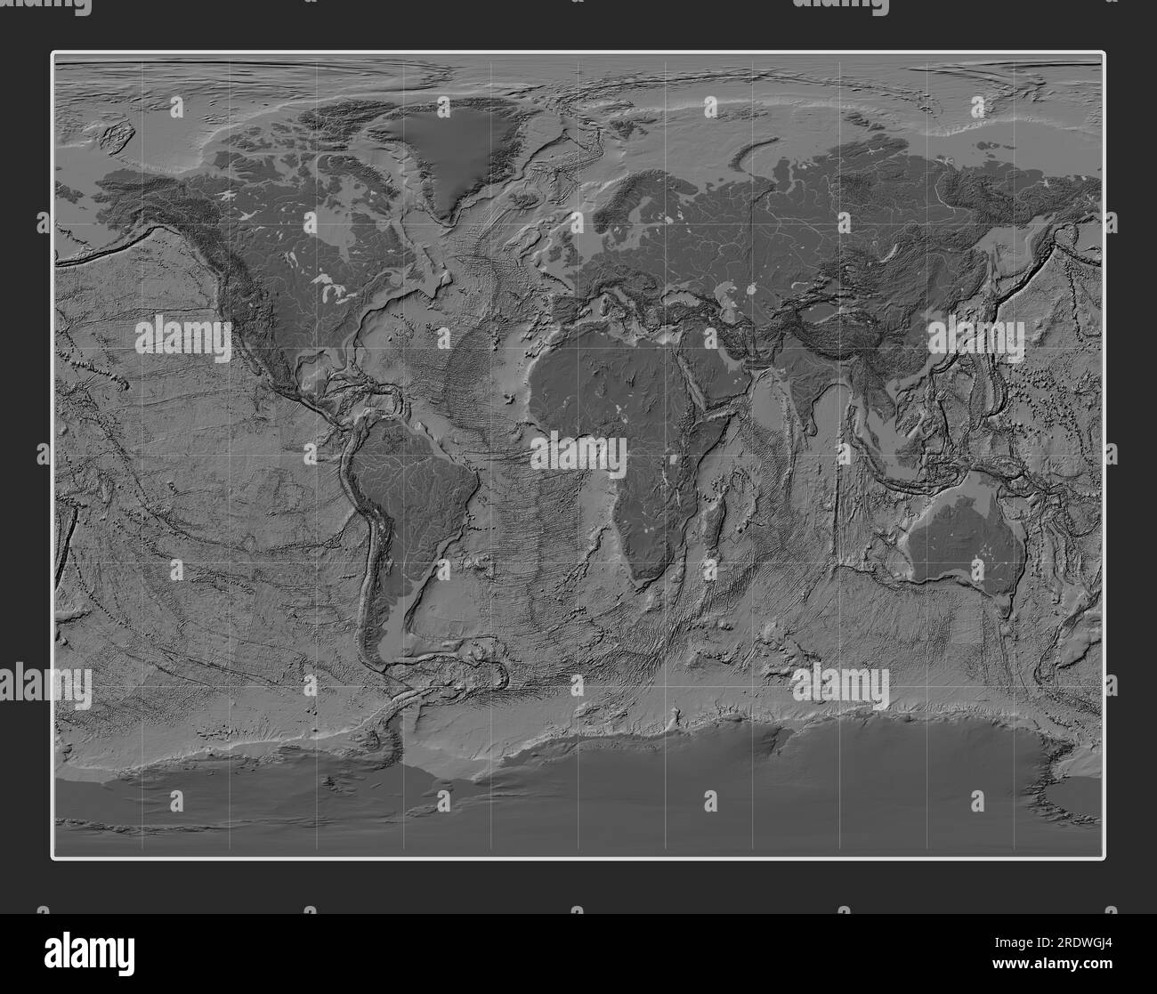World bilevel elevation map in the Gall Stereographic projection ...