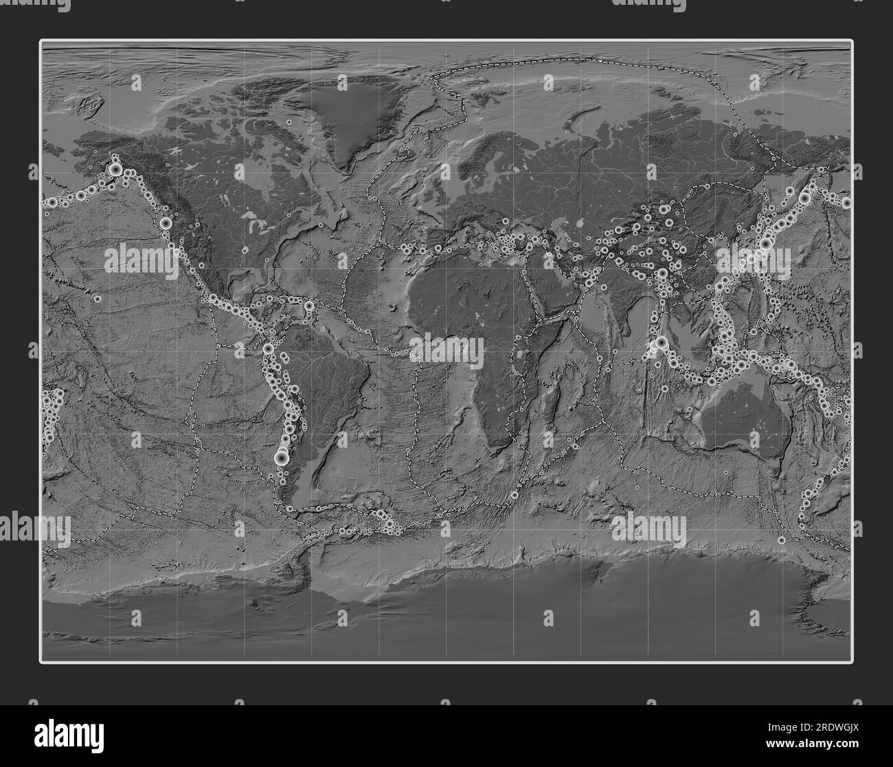 Locations of earthquakes above 6.5 magnitude recorded since the early ...