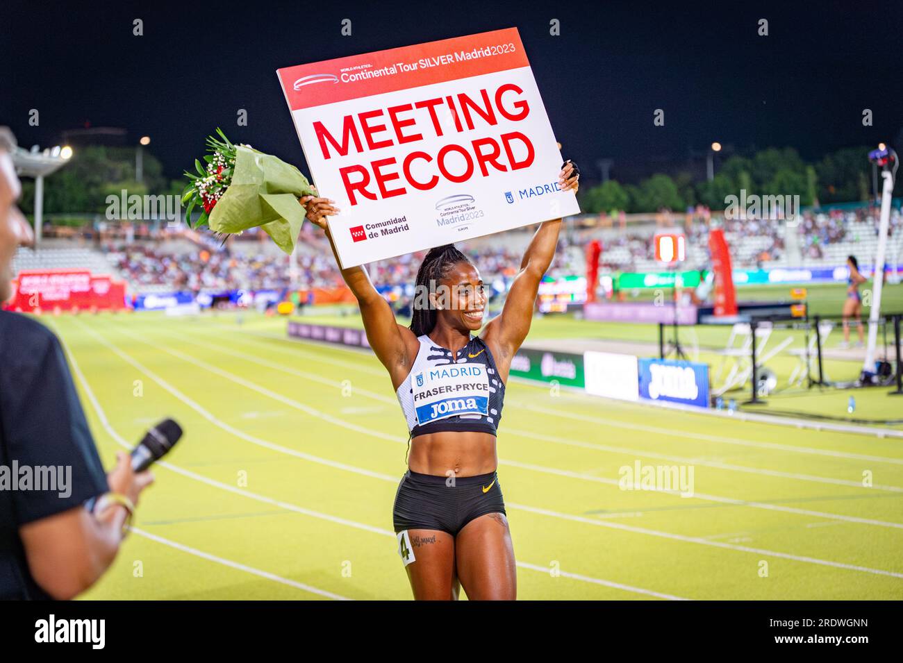 Shelly-Ann Fraser-Pryce celebrates after winning the women's 100 meters ...