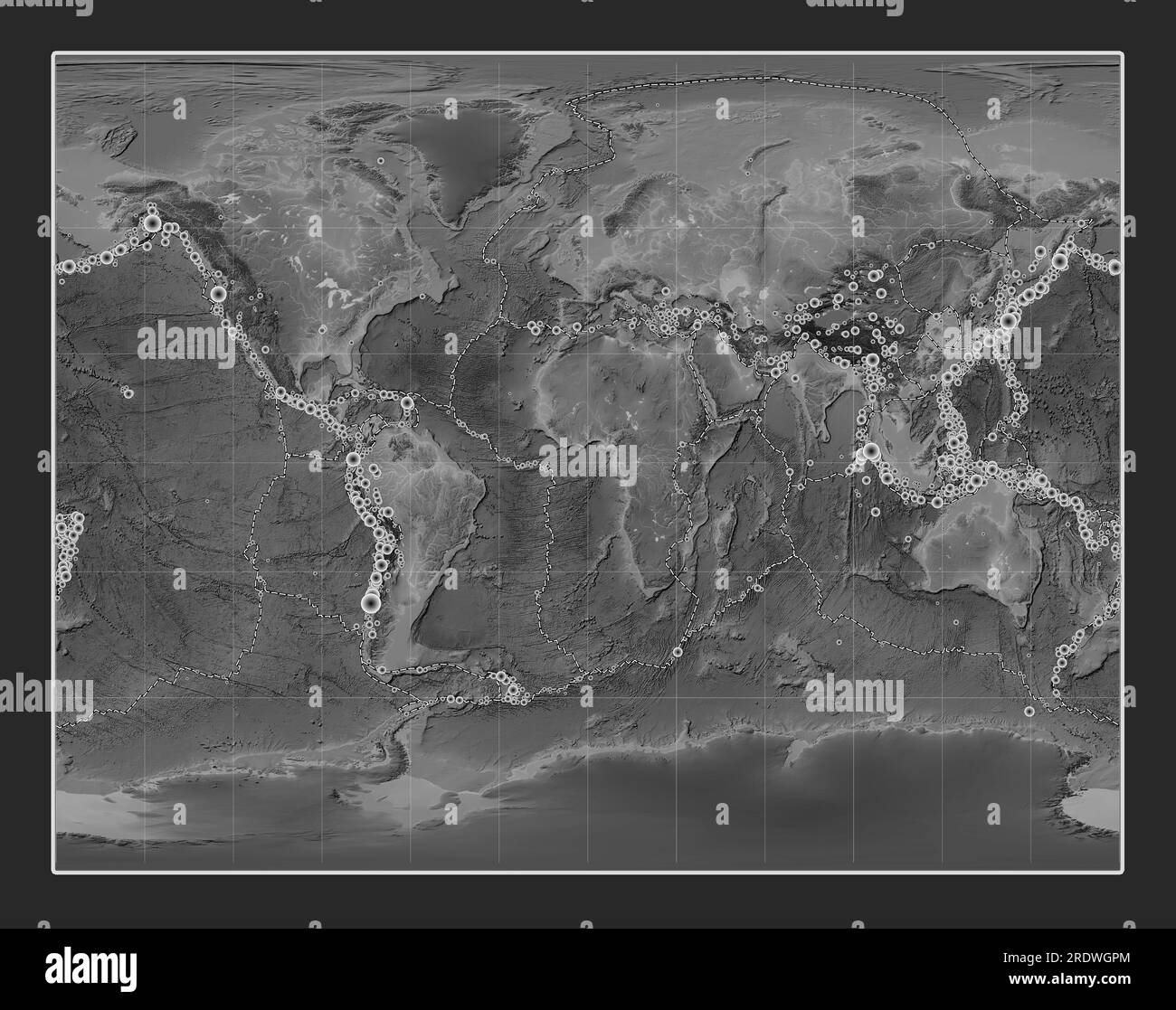 Locations of earthquakes above 6.5 magnitude recorded since the early ...