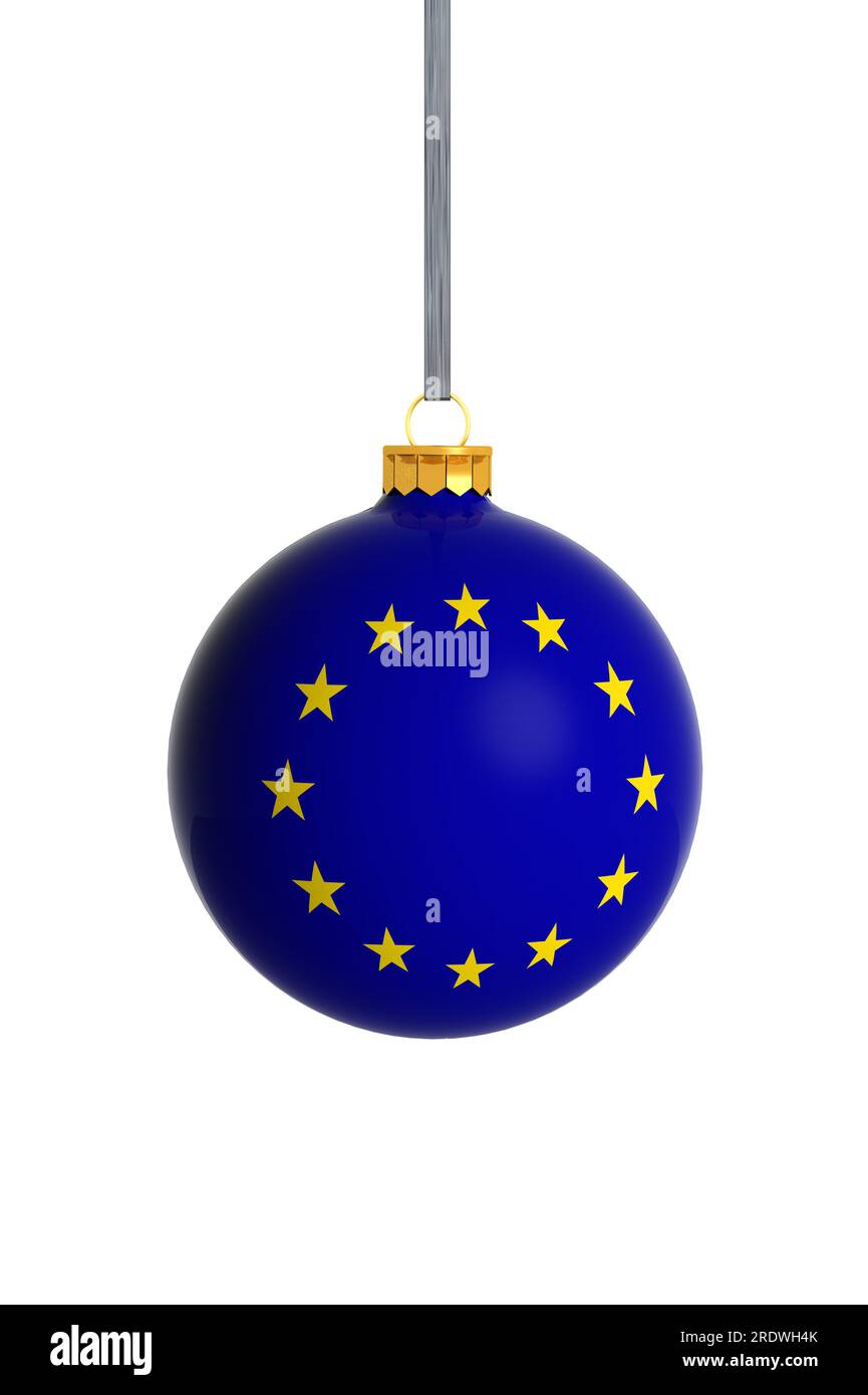 European Union flag Christmas ball isolated on white background Stock ...