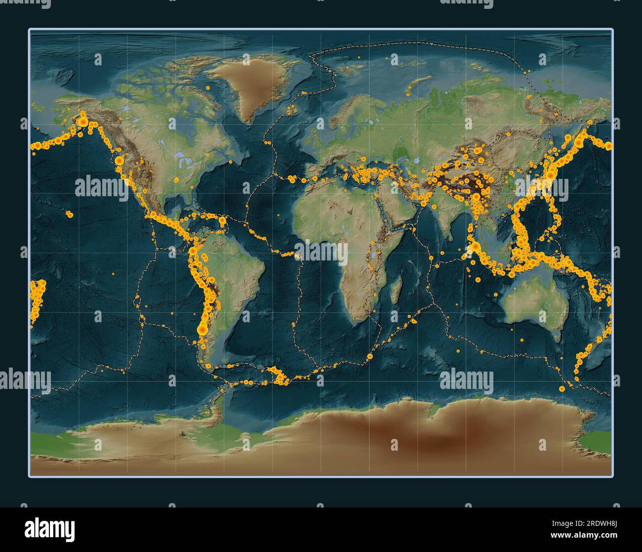 Locations of earthquakes above 6.5 magnitude recorded since the early ...