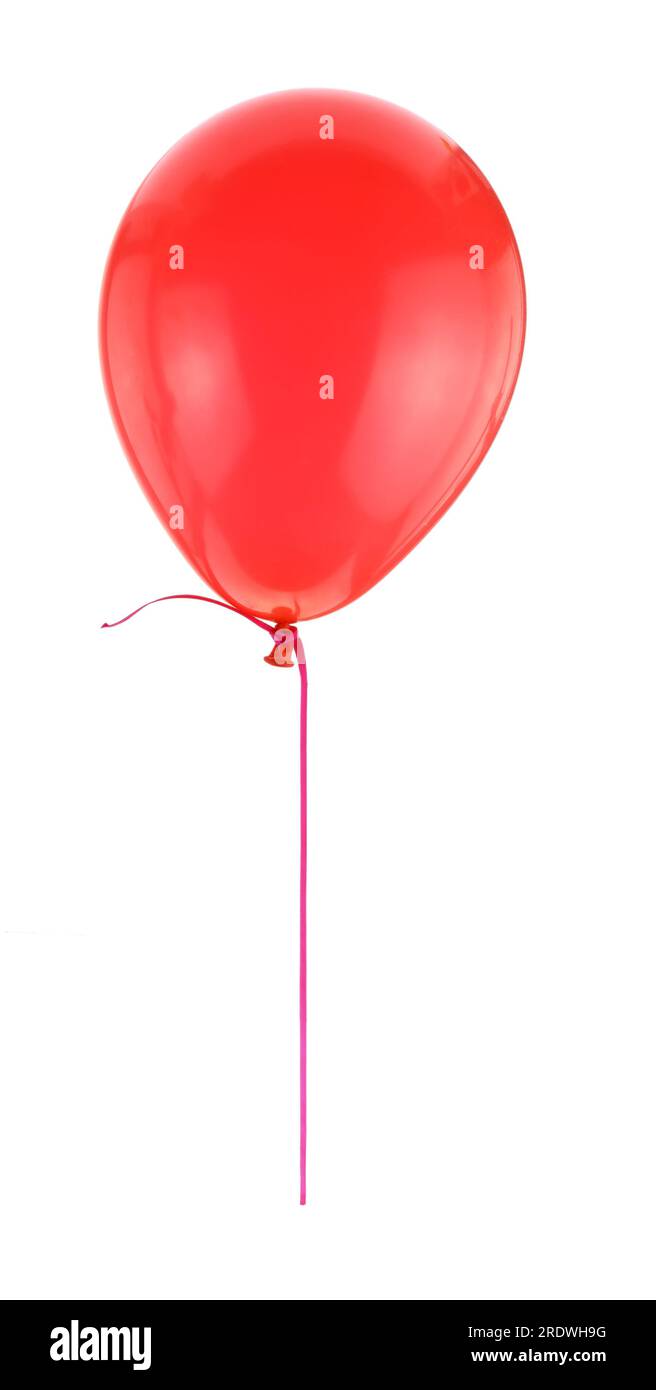 Red balloon and ribbon flying isolated on white background Stock Photo ...