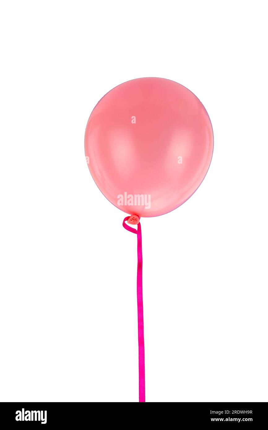 Pink balloon and ribbon flying isolated on white background Stock Photo ...
