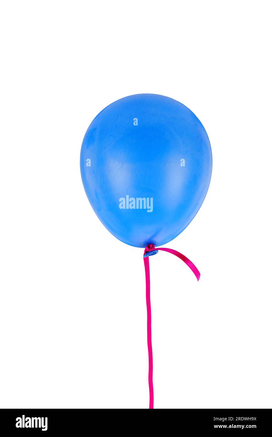 Blue balloon and ribbon flying isolated on white background Stock Photo ...