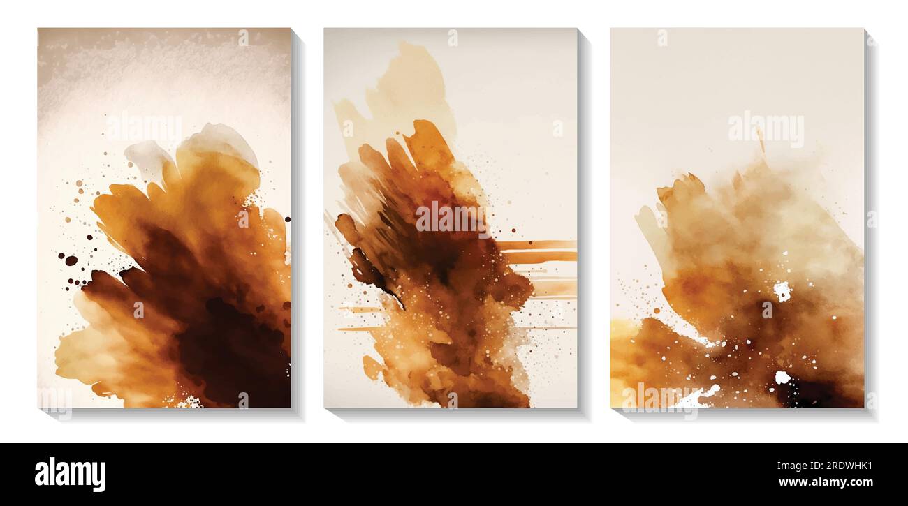 Abstract brown watercolor background design set Stock Vector Image ...